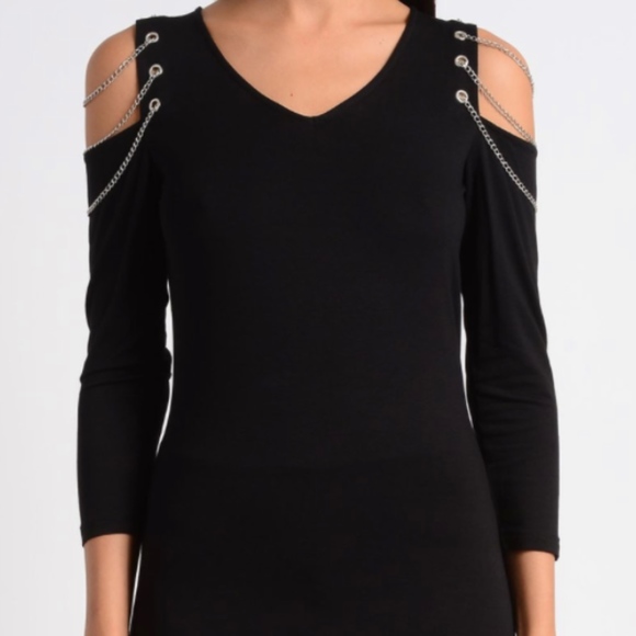 Lynn Ritchie | Tops | Lynn Ritchie Cold Shoulder Chain Top | Poshmark